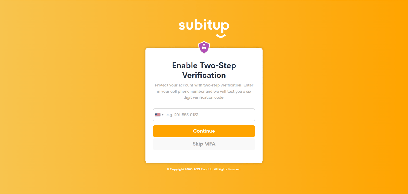 How to log-in to SubItUp using 2FA / MFA